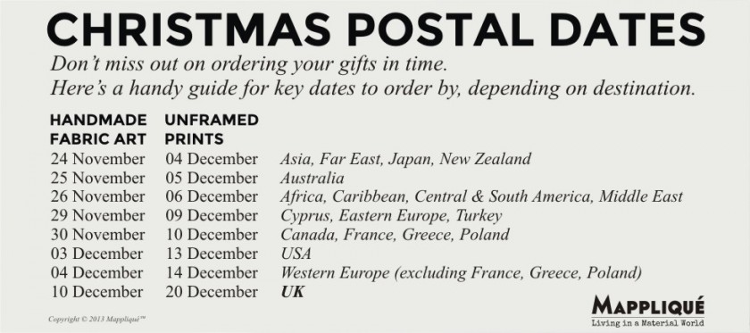 Christmas Postal Dates | Mappliqué – Mapplique.com